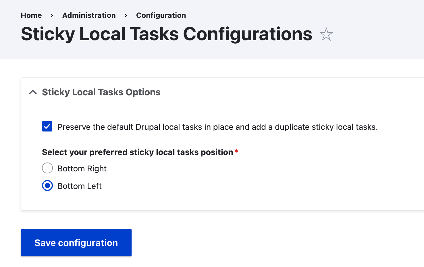 Sticky Local Tasks